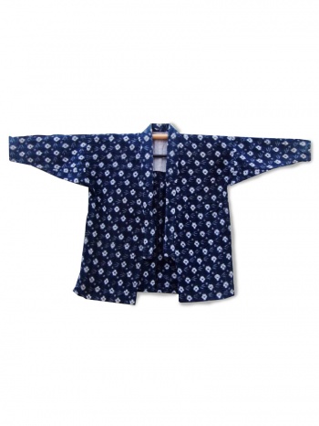 Hippari Kaede women's indigo cotton farmer’s work jacket kauri ikat ...