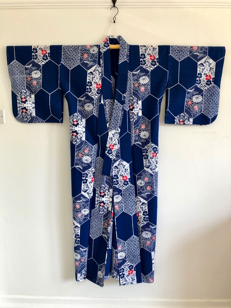 Summer Memories womens indigo navy blue cotton yukata kimono Chinese ...