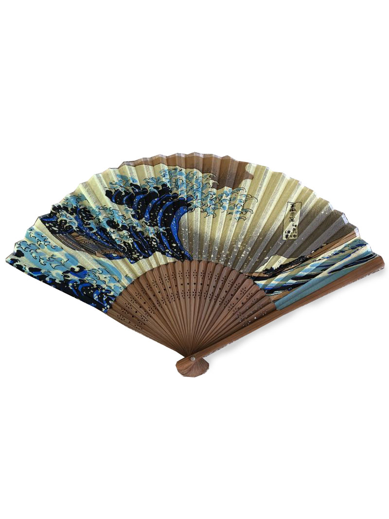 Authentic Japanese silk & bamboo folding fan with traditional painting ...