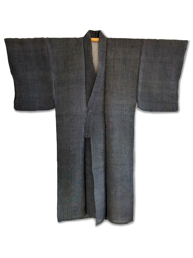 Jump The Gun men's dark navy blue hemp kimono grey pinstripes pattern ...