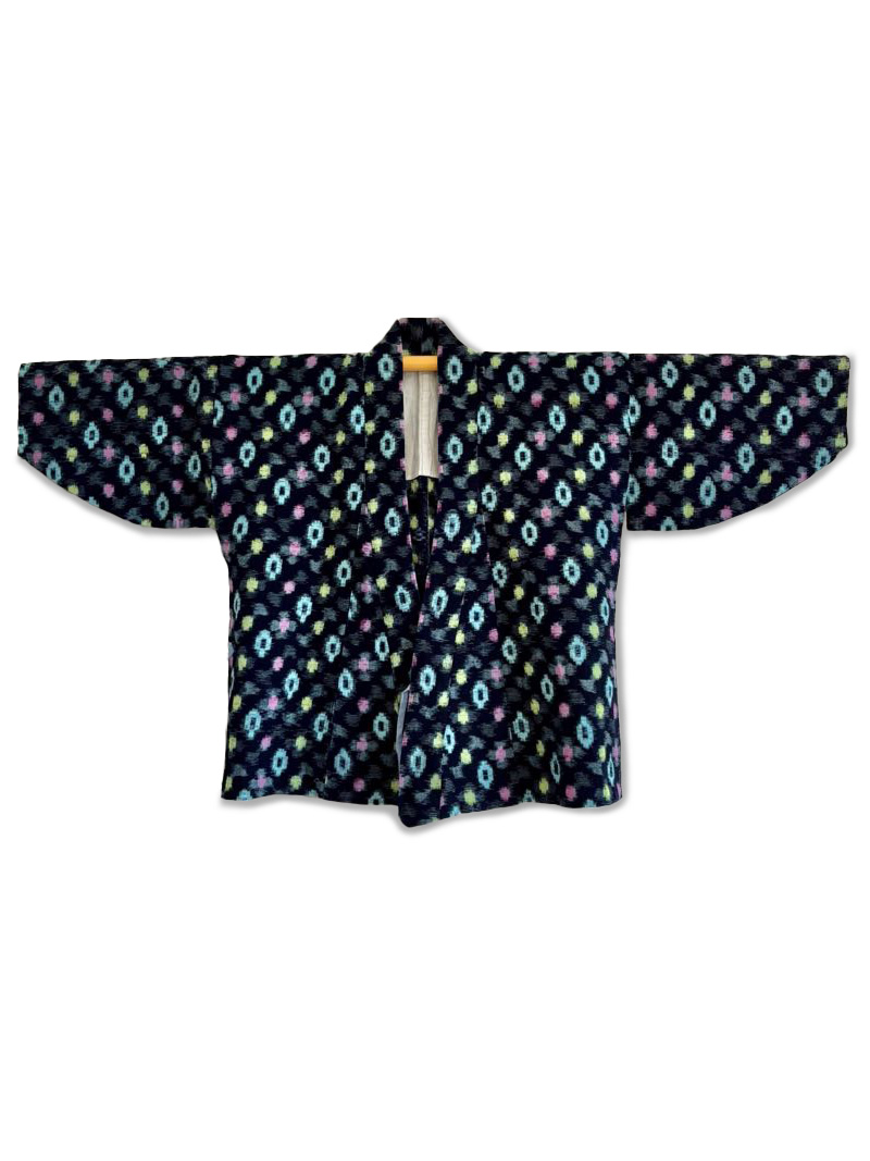 Hippari Momo women's indigo cotton farmer’s work jacket kasuri ikat ...